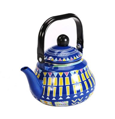 China Daily Porcelain Raw Material Folding Handle Custom Decal Tea Coffee Carbon Steel Kettle Size Options 1.2L 1.5L 1.8L 2.5L for sale