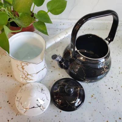 China Handmade Marble Coated Enamel Kettle High Temperature Logo Printing 15 Liter Capacity for sale
