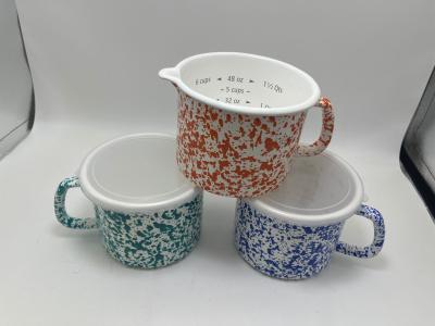 China Carbon Steel Instant Noodle Pot With Speckle Enamelled Surface Custom Logo Printing for sale