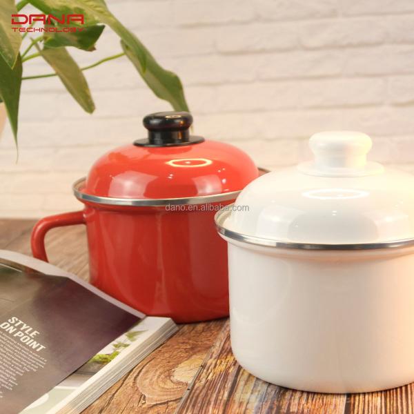 Quality Customized Color 1.45L Enamel Noodle Pot With Comfortable C Shape Handle for sale