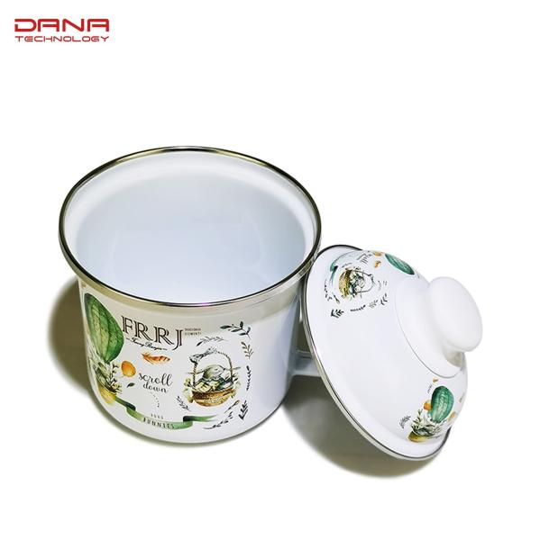 Quality Customized Color 1.45L Enamel Noodle Pot With Comfortable C Shape Handle for sale