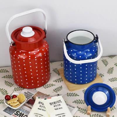 China Enamel Carbon Steel Milk Can Compatible With General On Gas Induction Cooker for sale