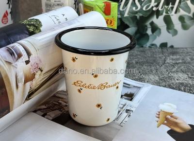 China Customized Color Enamel Mug Double Coating 12oz 17oz Custom Logo Printing Camping Coffee Tea Mug Cups Collection for sale
