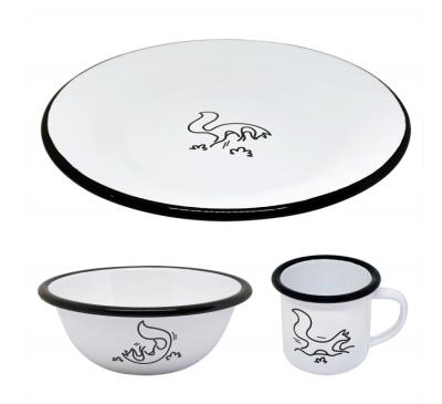 China High Quality Lovely Dinnerware Eco-Friendly Enamel Metal Bowl/Mug/Plate Set Kids Use Tablewre/Mug/Plate/Bowl for sale