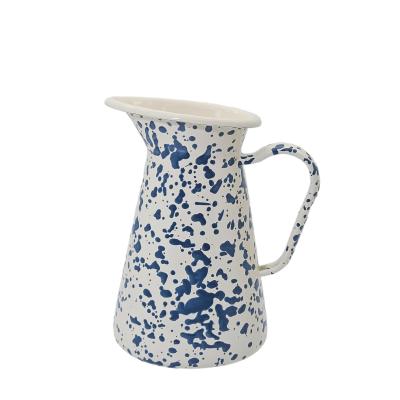 China Modern Style Splatter V Shaped Enamel Pitcher Carbon Steel Enamel Kettle Enamel Tableware for sale