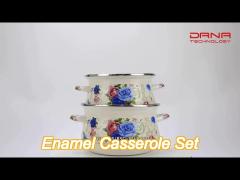oem carbon steel enamel casserole set 1000ml 6000ml food warmer pot cooking set