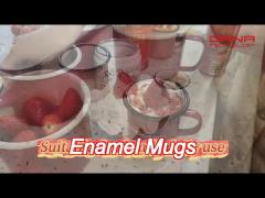 customized color enamel steel cup vertical stripe design for breakfast milk coffee