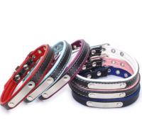 China Adjustable PU Leather Dog Collars Custom Pet Collar Leash for sale
