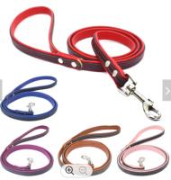 China Adjustable PU Leather Dog Collars Custom Pet Collar Leash for sale