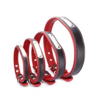 China Adjustable PU Leather Dog Collars Custom Pet Collar Leash for sale