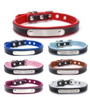 China Adjustable PU Leather Dog Collars Custom Pet Collar Leash for sale