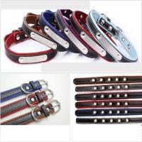China Adjustable PU Leather Dog Collars Custom Pet Collar Leash for sale