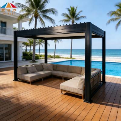 China All-Weather Smart Aluminum Square Pergola with Electric Retractable Canopy Customized Dimensions & Durable Construction for sale