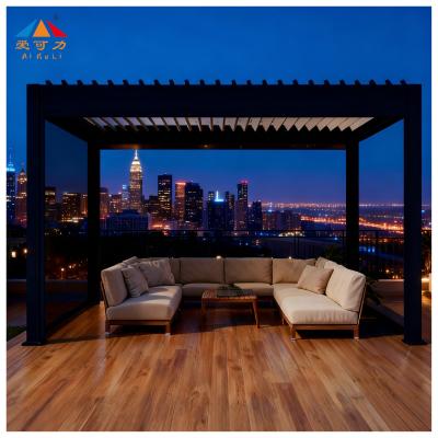 China Modern Minimalist Aluminum Alloy Electric Bioclimatic Pergola Snowproof Design Customizable Dimensions for Garden Terrace for sale