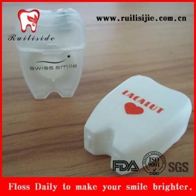 China 10M-25M tooth shape dental floss dispenser with customized stickers for sale