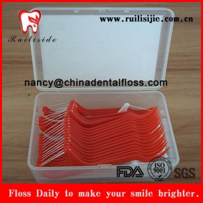 China dental flosser 50 pcs dental floss picks per box white+red for sale