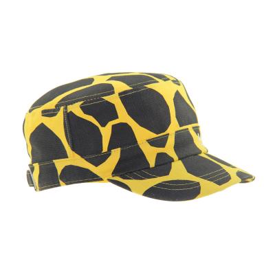 China Unisex Yellow And Black  Fitted Military Hat Cotton Cadet Cap Custom Printed for sale