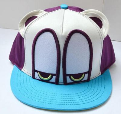 China 3D patch embroidery bright color flat brim cartoon snapback hat for sale