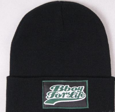 China custom acrylic beanies with cuff woven label slouch custom made beanie for sale