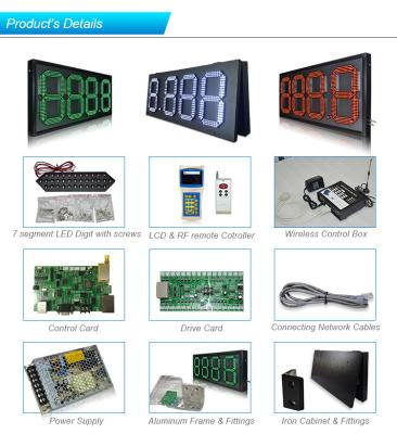 China RS485 5000mcd 24in Led Gas Station Signs Iron Cabinet for sale