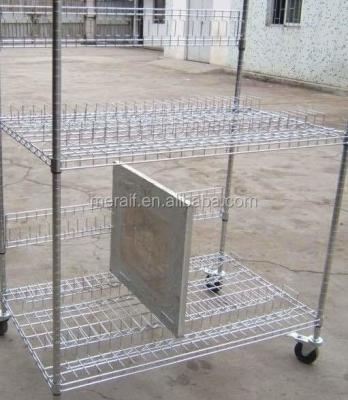 China ESD stainless steel Shelf trolley SMT Reel Storage Trolley SMD Reel Cart for sale