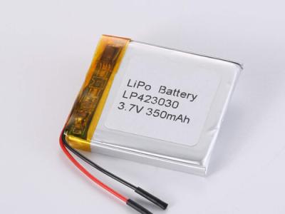 Cina LP423030 3.7V 350MAH Batteria polimerica al litio di lunga durata per dispositivi ricaricabili -20 a 45 gradi Celsius in vendita