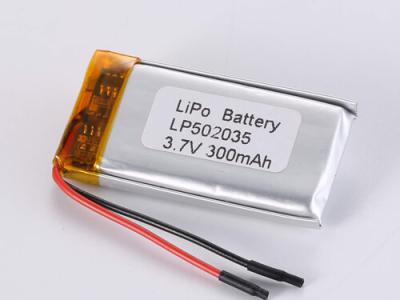 Cina 500-1000 Cicli LP502035 3.7V 300MAH Cella ricaricabile a ioni di litio polimerizzata per prestazioni ottimali da -20 a 60 gradi Celsius in vendita