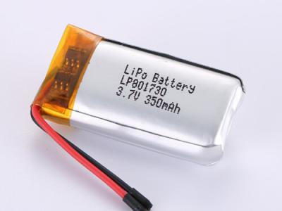 Cina LP801730 3.7V 350MAH Batteria LiPo per qualsiasi applicazione Durata e resistente alle temperature in vendita