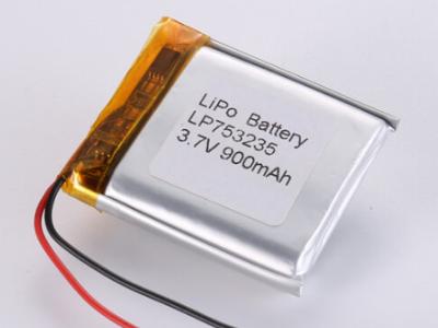 China LP753235 3.7V 900MAH li ion battery manufacturers Chargeable Polymer Li-ion Rechargeable Cell -20°C To 60°C Discharging Temperature for Your Requirements for sale