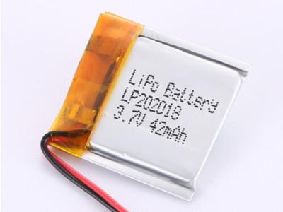 China Bateria industrial de iões de lítio de polímero com proteção de PCB e design recarregável LP202018 3.7V 42MAH for sale