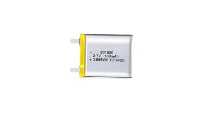 China 801520 3.7V 180MAH Lithium Polymer Batteries With High Energy Density And 300 Recharge Cycles for sale