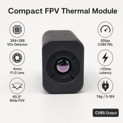 China JTA-IR003CA 384×288 Uncooled VOx Thermal Imaging Module 4mm F1.0 Lens CVBS PAL 50fps 65.5° FOV <1.5W 5-16V 74g Compact IR Camera Core for FPV Drone Night Vision for sale
