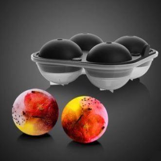 China Food Standard PP Plastic Ice Mould，Customize various ice tray molds, 4-cavity spherical silicone ice tray for sale