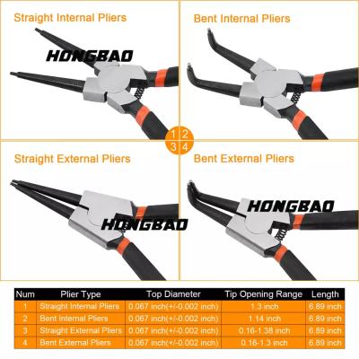 Cina Rottura interna ed esterna Ring Pliers Circlip Pliers Retaining 4PCS a 7 pollici 5pc in vendita