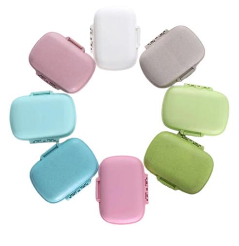 Quality Customed Weekly Wheat Straw Pill Dispenser Medicine Case 7 Day Pill Box 8 for sale