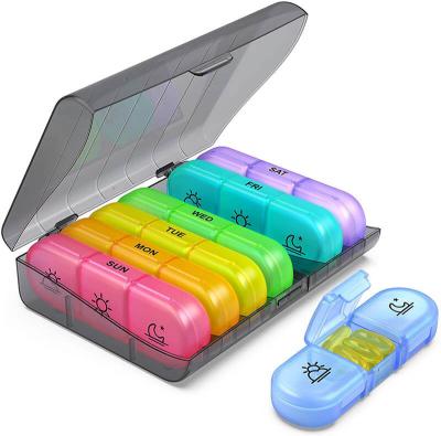 China Weekly Pill Organizer 3 Times a Day  Pill Box 21 Cases Monthly Travel Pill Box for sale