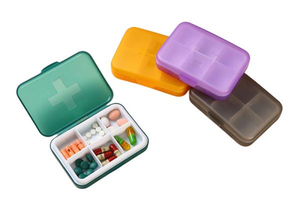 Quality Pomotion customized logo six lattice plastic pill case/medicine box/pill box for sale