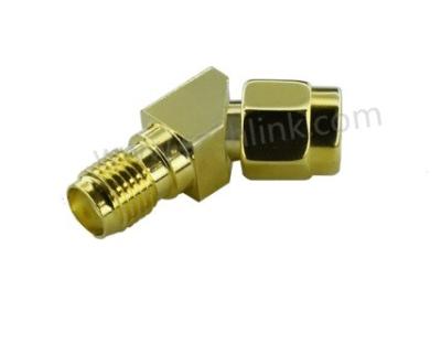 China RF coaxial 135 degree SMA female adaptor, SMA female to SMA male adaptor for sale