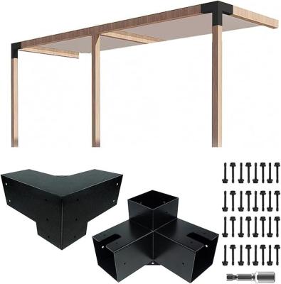 China 4x4 Wood Post Pergola Bracket Kit – 3-Way Slanted Support for Pergola & Gazebo for sale