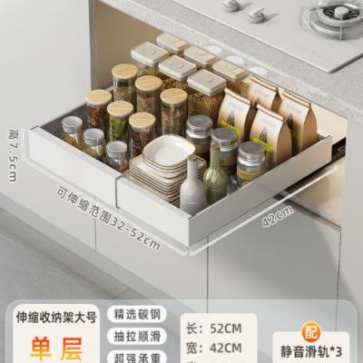 China Slide Out Cabinet Organizer with Nano Adhesive, Heavy Duty Metal Pull-Out Drawer for Frameless Kitchen Cabinets, No Drill Storage Tray for sale