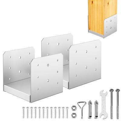 China 6×6 Post Base Stainless Steel Deck Base Adjustable Post Bracket 2 Pcs Interior Dimensions for Vertical Wooden Posts Patio Fences Handheld Support Brackets for sale