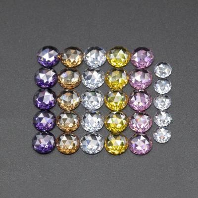 China Rose Cut Cubic Zirconia moissanite Round Brilliant Cut Gemstone Heat Treatments Applied Te koop