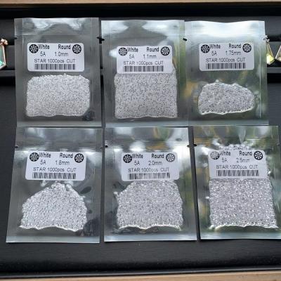 Cina 5A Quality 1000pcs/Bag 1mm - 3.0mm Stone Gems White Cubic Zirconia For Jewelry in vendita