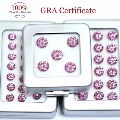 China Fabriek Groothandel Roze Moissanite Diamant Ronde Brilliant Cut 3.0mm-12.0mm VVS1 losse moissanite stenen 4 karaat ring Te koop