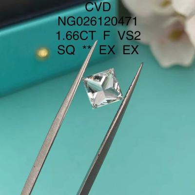 China IGI Certificaat NGIC Lab Groeide Diamant Prinses Vierkant Snij 1.66ct F VS2 Losse Hpht Cvd Diamant Moissanite Te koop