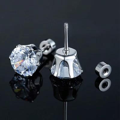 Cina Orecchini di acciaio di titanio di moda con ago fine Orecchini di acciaio inossidabile rotondo 18k Orecchini di zircone dorato in vendita
