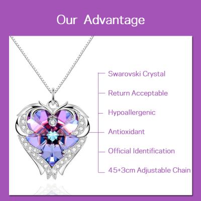 Cina Sterling Silver Heart Pendant Necklace porpora in vendita