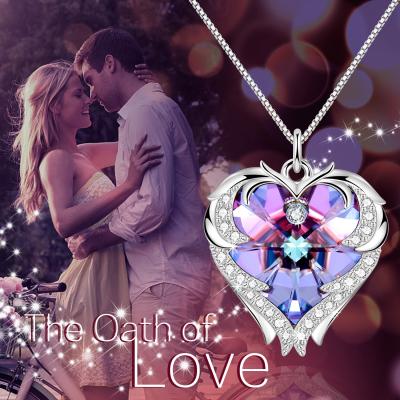 Cina Sterling Silver Heart Pendant Necklace porpora in vendita
