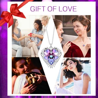 Cina Sterling Silver Heart Pendant Necklace porpora in vendita