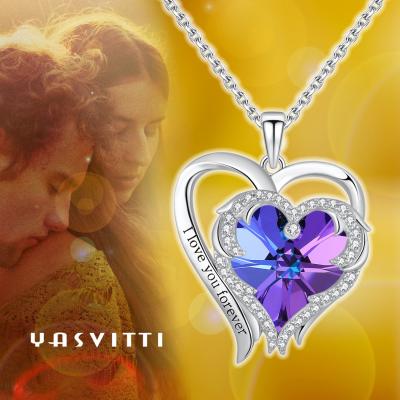 Cina Sterling Silver Heart Pendant Necklace porpora in vendita